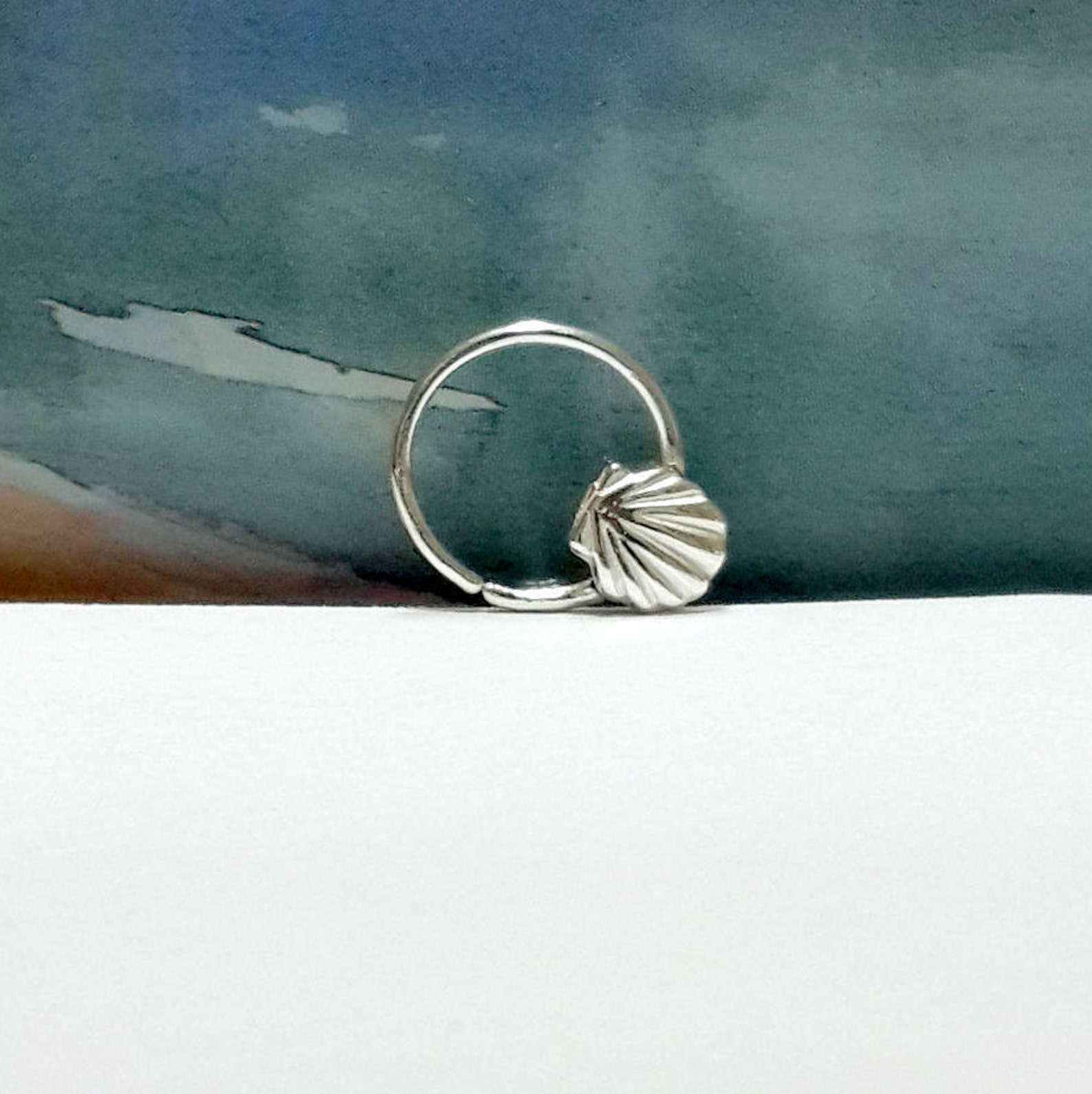 16g 18g 20g 22g Sterling Silver Seashell Helix Hoop-tragus Ring-lobe ...