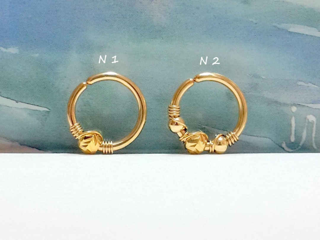 14 16 g 18g Gold Conch Piercing-Beaded Conch anello-Conch hoop - Conch ...