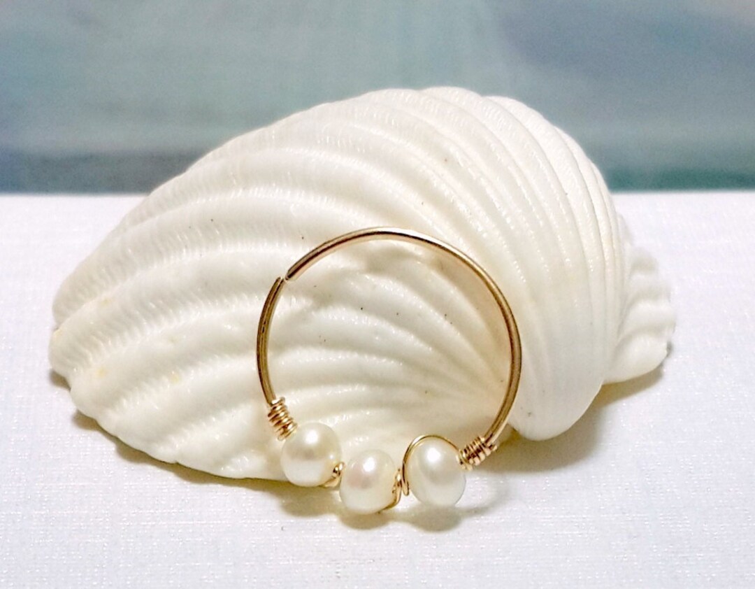 Pearl Conch Piercing - Conch Jewelry - Conch Ring - Conch Hoop - Conch ...