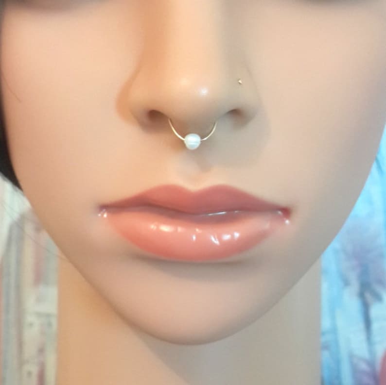 Tiny Gold Hoop Earring: Freshwater Pearl Helix Cartilage Ring,16-22 ...