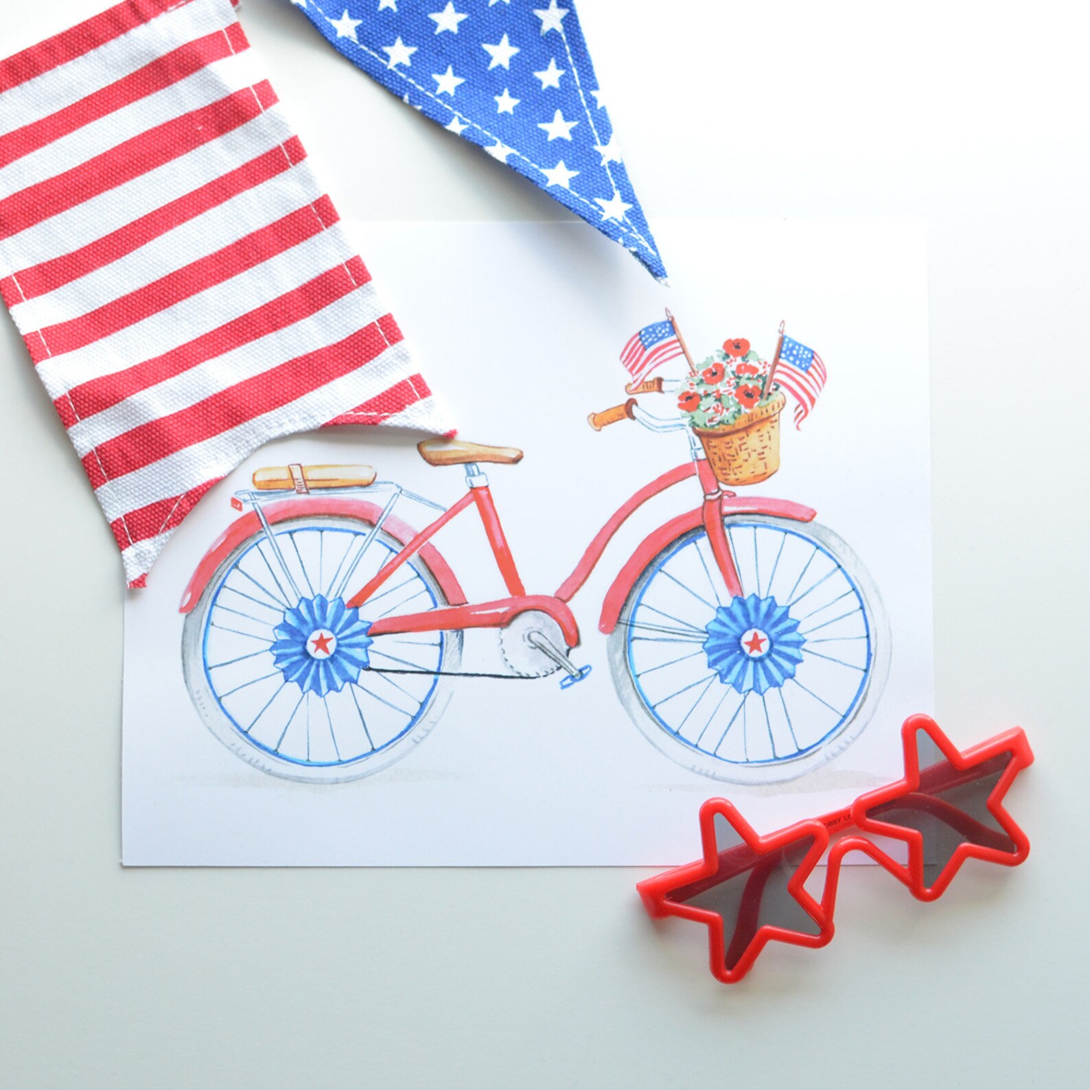 4th of July Bike Parade Art Print INSTANT DOWNLOAD (independence Day ...