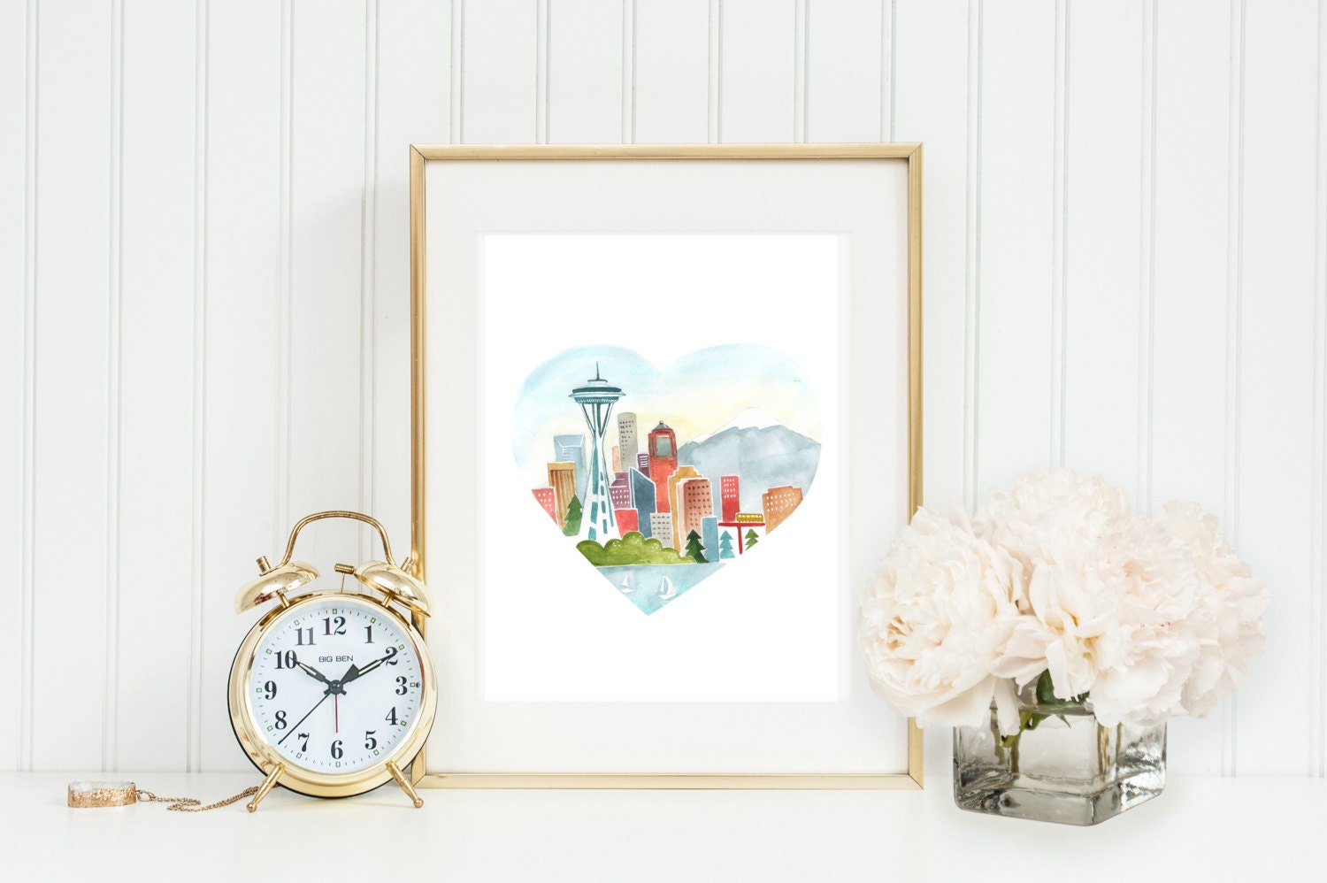 Seattle Love Art Print INSTANT DOWNLOAD Travel Art Print | Etsy
