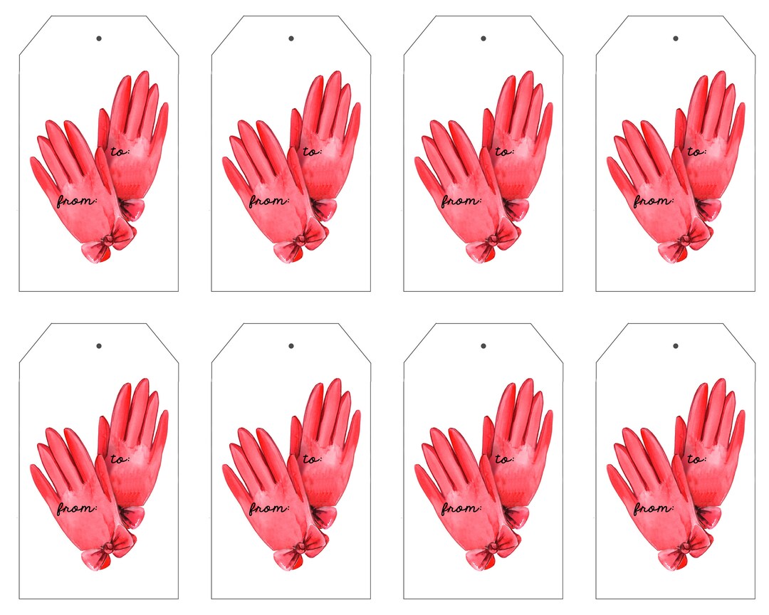 Printable Red Gloves Gift Tags - Etsy