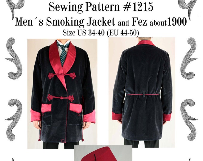 Mens Smoking Jacket and Fez About 1900 Sewing Pattern 1215 - Etsy