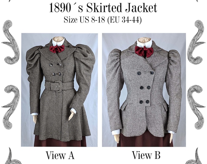 Victorian Skirted Jacket Around 1890 With Leg-o-mutton Sleeves Sewing ...