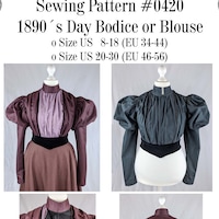 Romantic Blouse Sewing Pattern | Cute Victorian Inspired Shirt Pattern | Buttoned Top With ...
