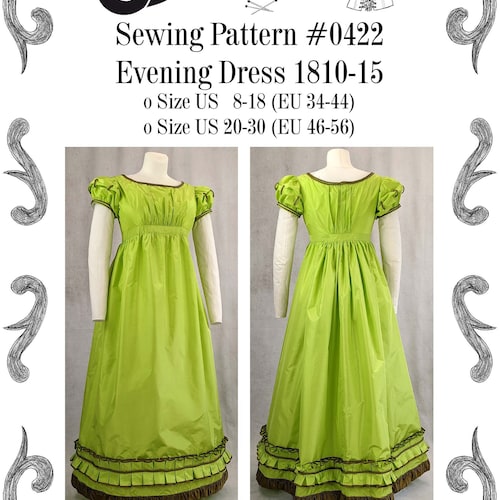 1805-1815 Regency Evening Gown Pattern - Etsy