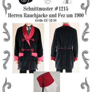 Mens Smoking Jacket and Fez About 1900 Sewing Pattern #1215 Size US 34 ...