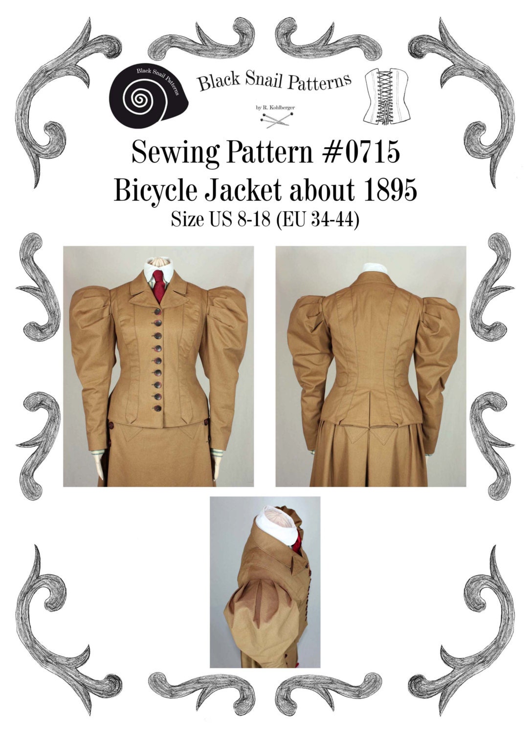 Edwardian Jacket 1895 Sewing Pattern 0715 Size US 8-30 EU | Etsy