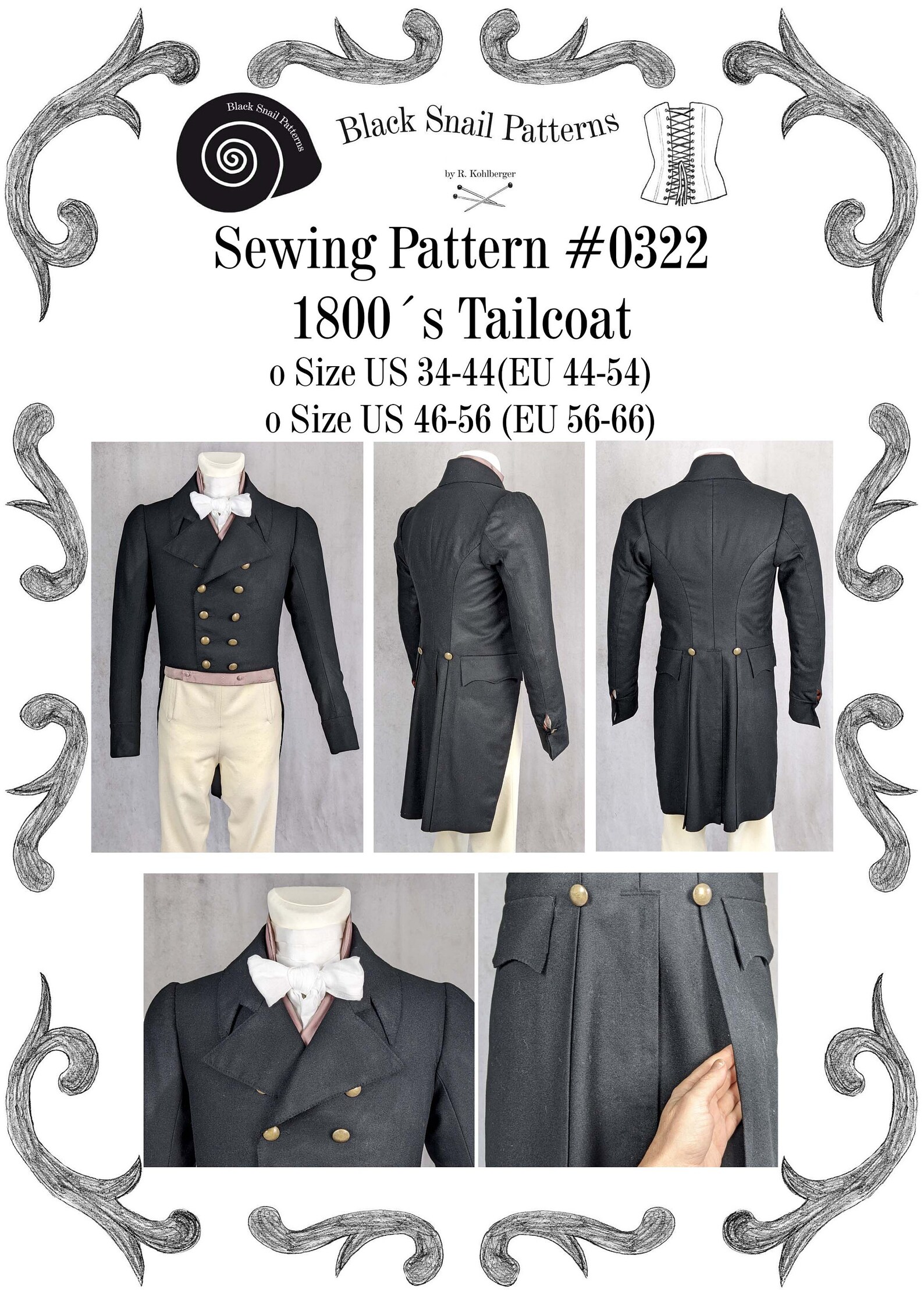 Empire Regency Mens Tailcoat From 1800 Sewing Pattern 0322 - Etsy