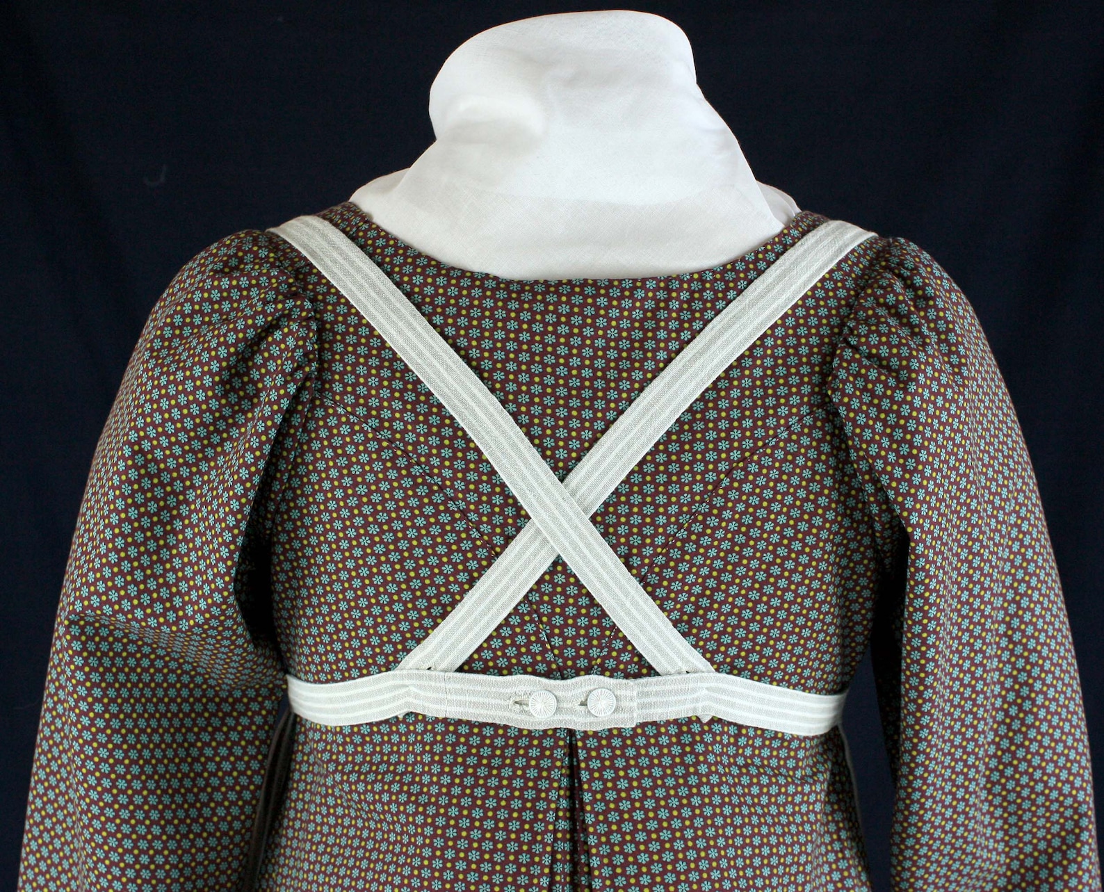 Empire / Regency Dress With Front Clousure, Apron, Cap and Fichu About ...