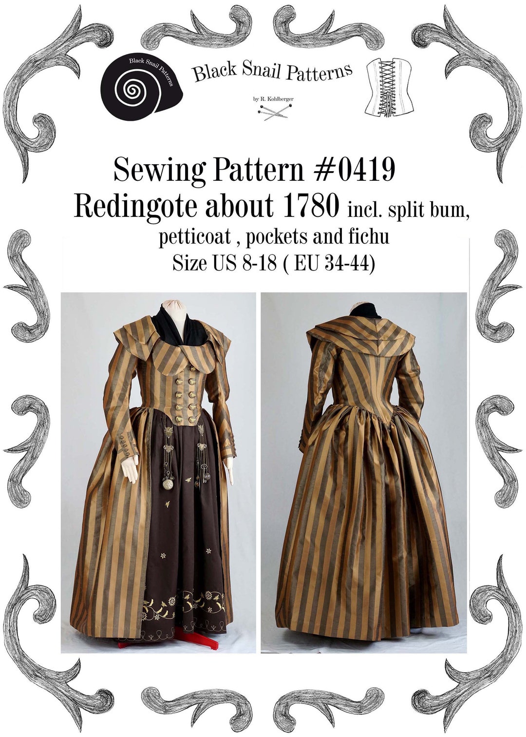 Redingote or Georgian Dress About 1780 Incl. Split-bum, Pockets and ...