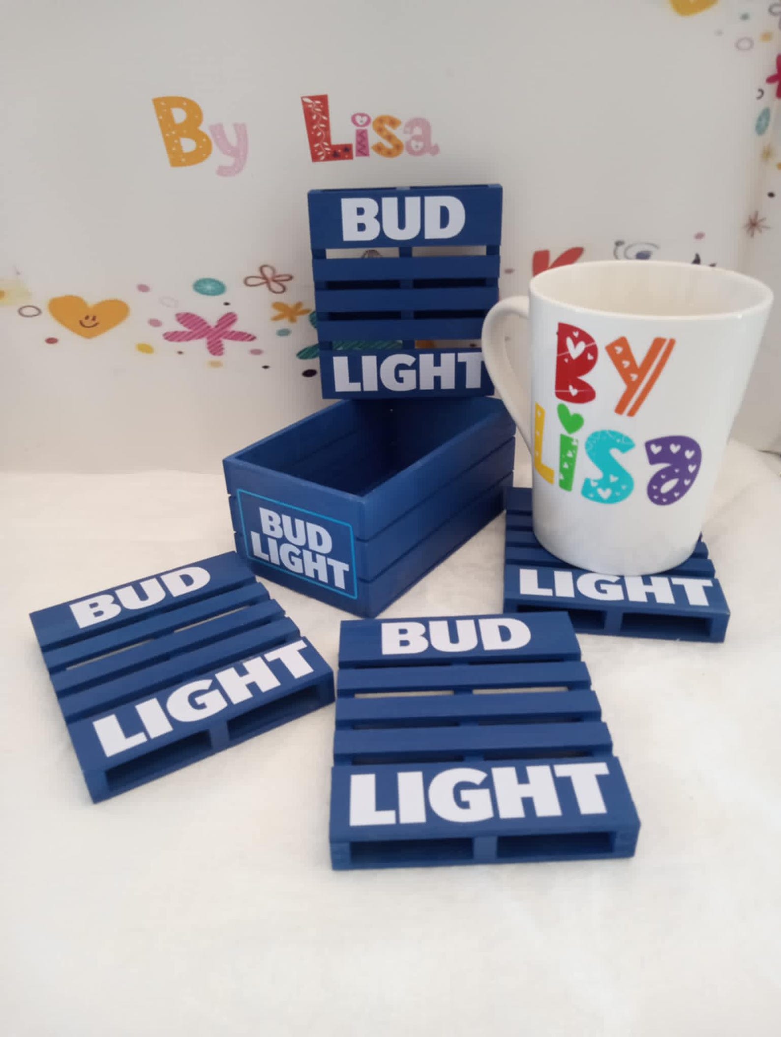 Bud Light 5pc Mini Wood Pallet Coaster Set - Etsy