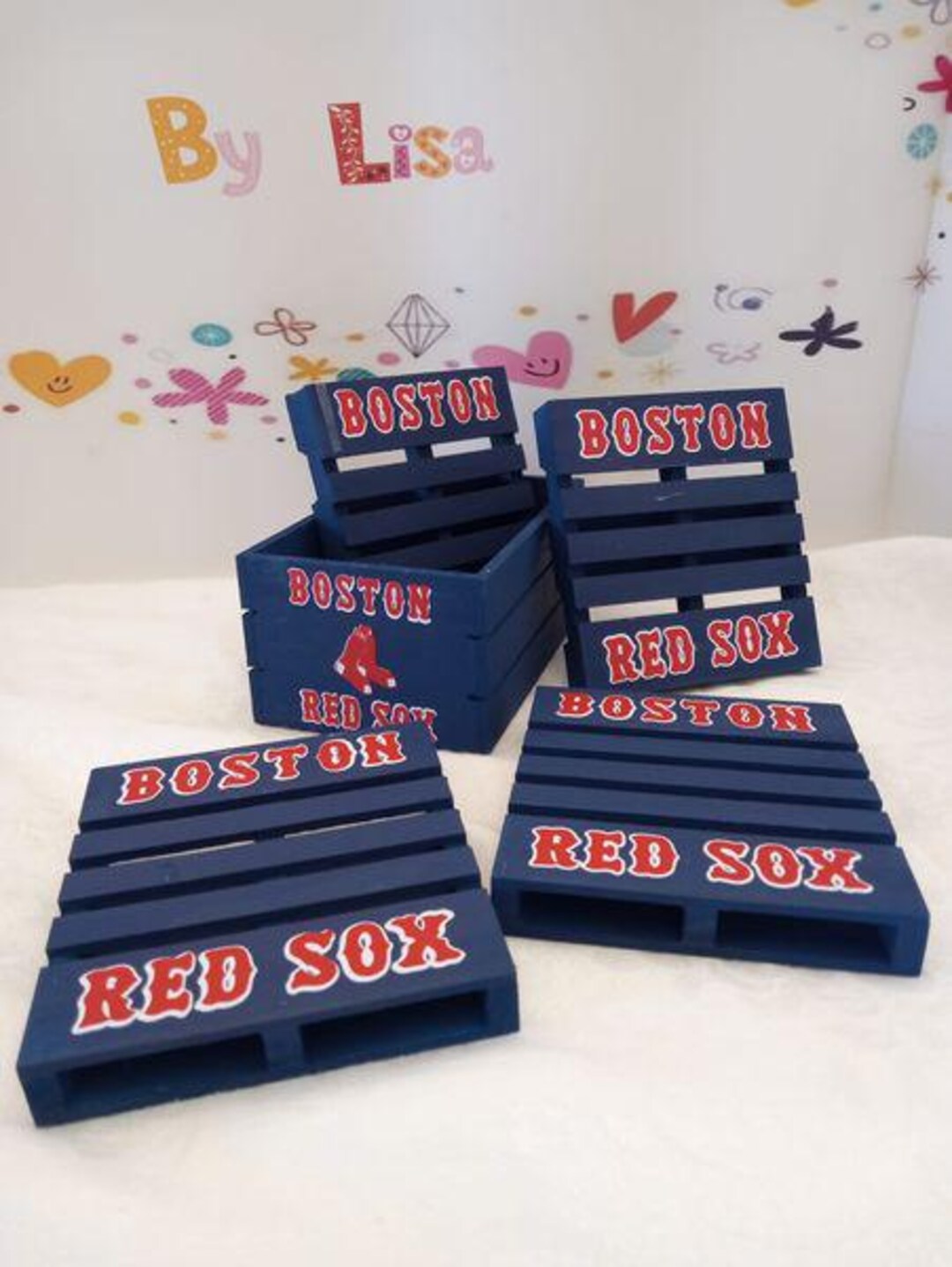 Mini Pallet Coaster Set Baseball Red Sox 5pc Set - Etsy