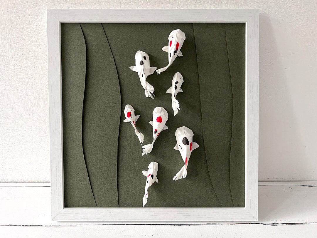 7 Koi Fish 3D Art, Origami Decoration, Picture Koi, Japan Gift, Japandi ...