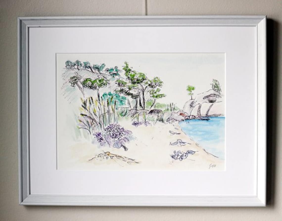 Scandinavian Seaside Scenary Art Print A4 - From Original Water Color ...