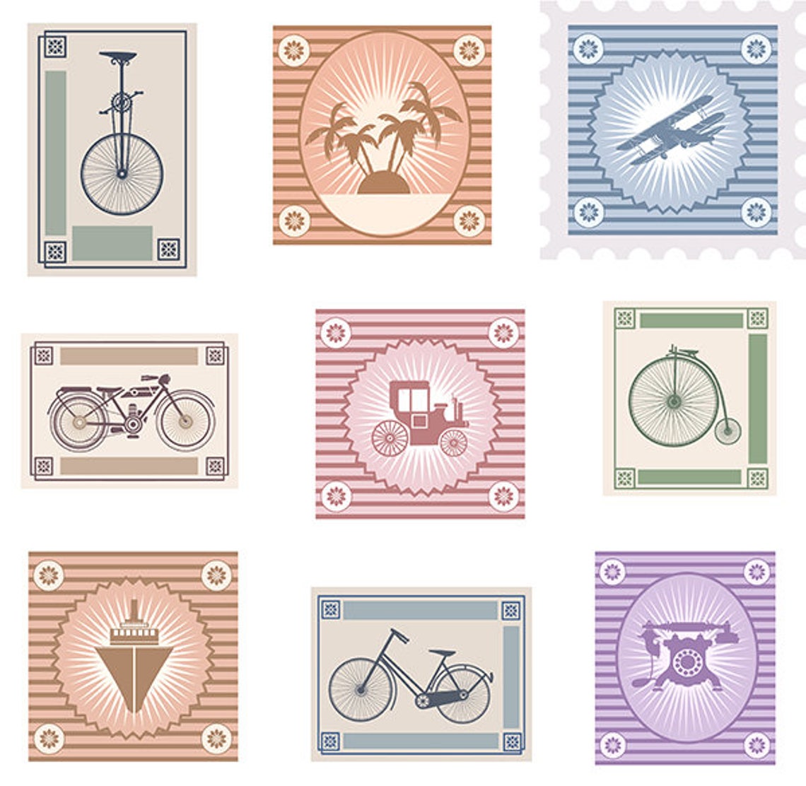 Retro Postage Stamps Clipart Old Stamps Postage Clipart - Etsy