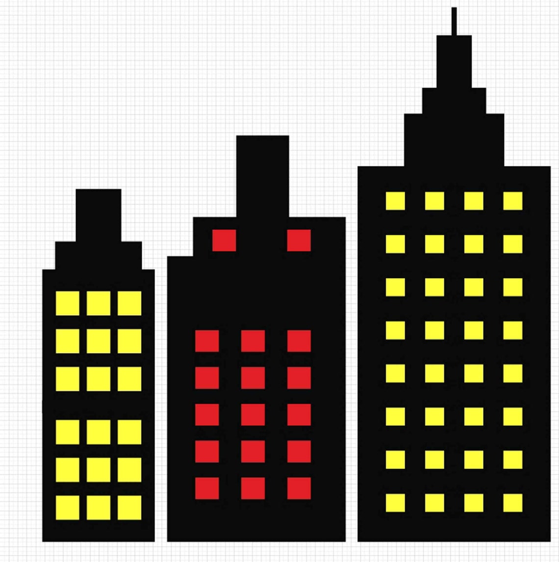 Superhero Cityscape Clipart: Skyline Buildings PNG, SVG (digital ...