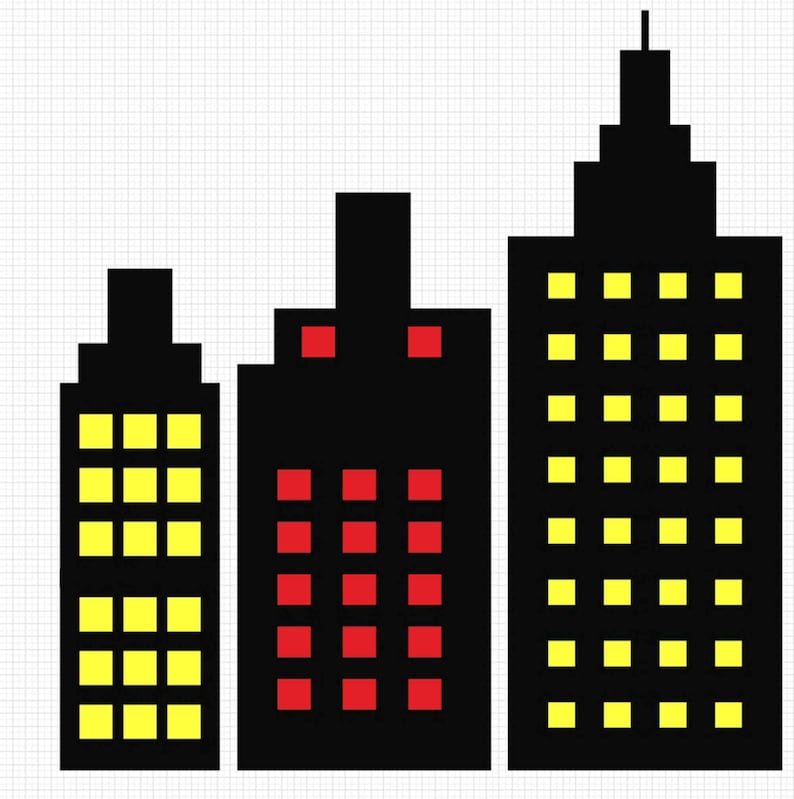 Superhero Buildings Block Clipart and Skyline City Buildings - Etsy UK
