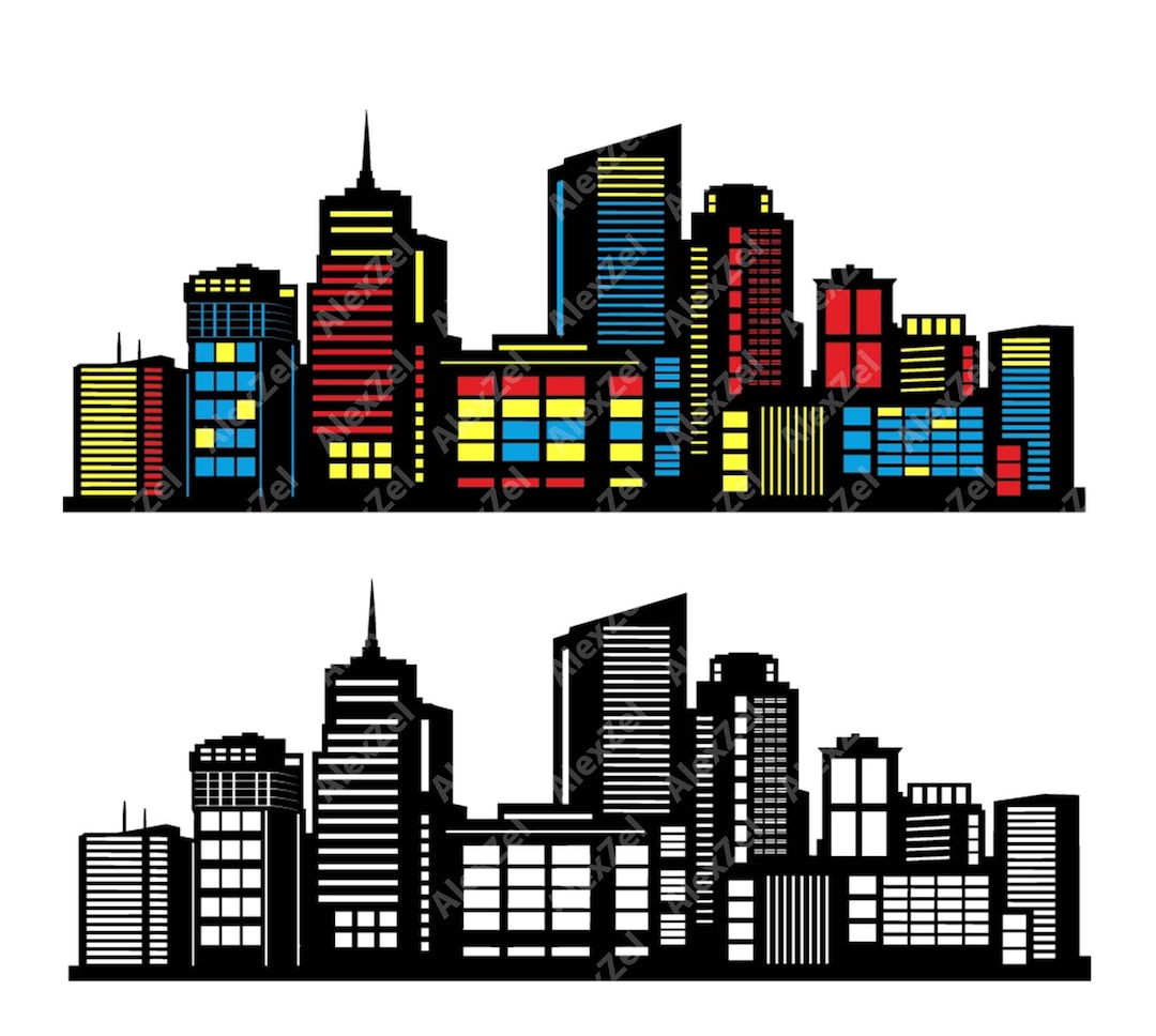 City Skyline Clipart, Superhero Buildings, and Building City Silhouette ...