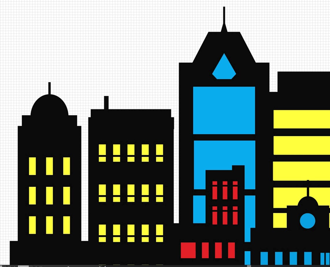 Superhero Buildings Block Clipart and Skyline City Buildings - Etsy Canada