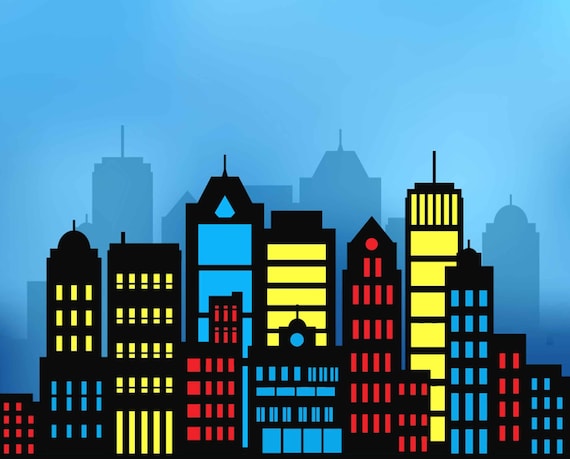 Superhero Cityscape Clipart