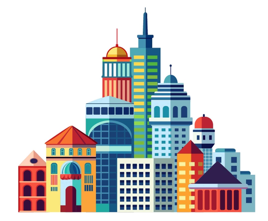 Cityscape Clipart Superhero Buildings Block and Urban Skyline, SVG PNG ...
