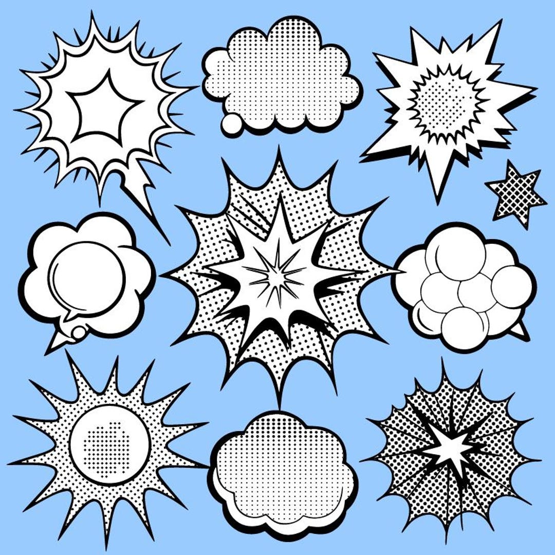 Superhero Comic Word Bubbles: SVG, PNG, PDF (digital Download) - Etsy