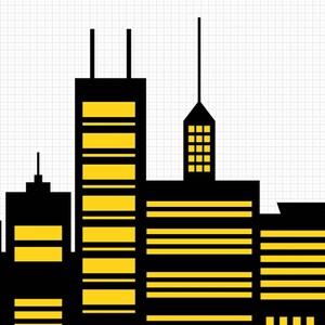Superhero City Skyline, Buildings Silhouette, Printable, Size 11 Ft X 8 ...