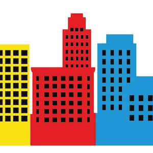 Superhero Cityscape Clipart: Skyline Buildings PNG, SVG (digital ...