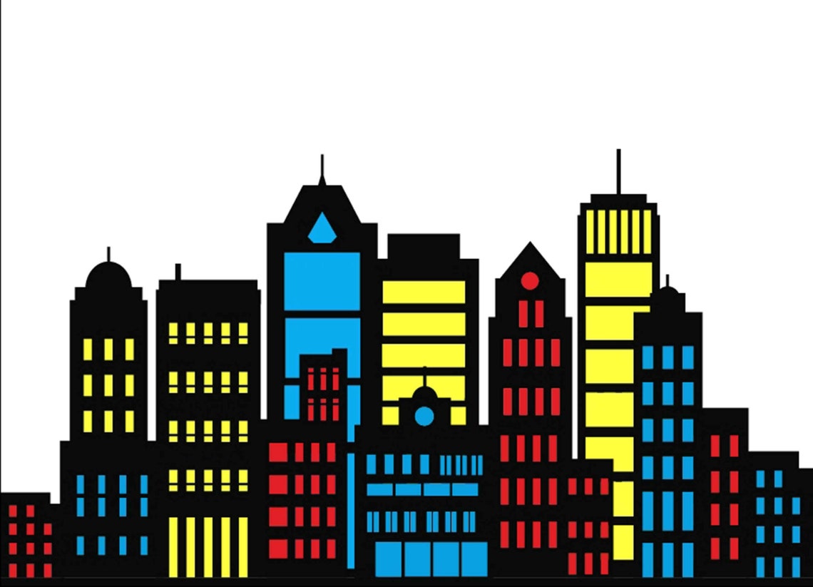 Superhero Buildings Block Clipart and Skyline City Buildings - Etsy Canada