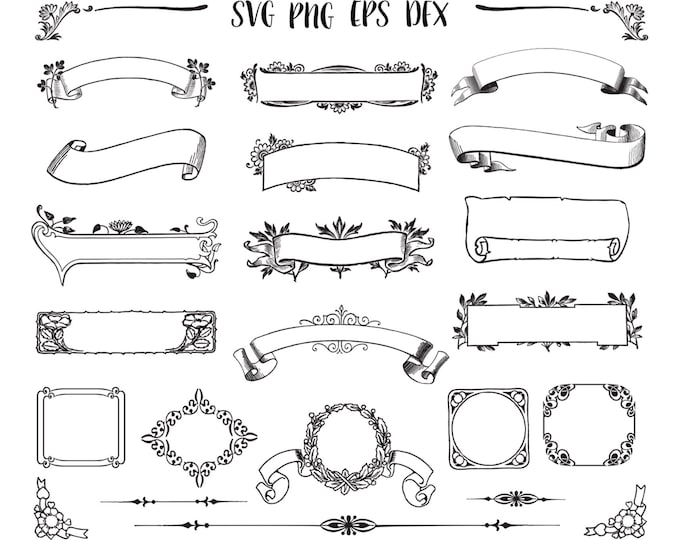 Ribbon and Banner Plotterdateien SVG DXF PNG Cricut Brother Canvas ...