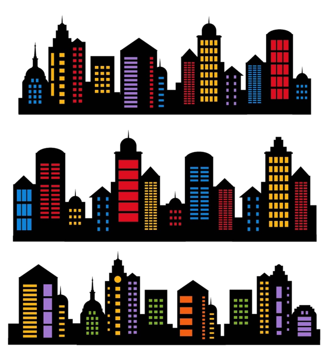 City Skyline Clipart, Superhero Buildings, and Building City Silhouette ...