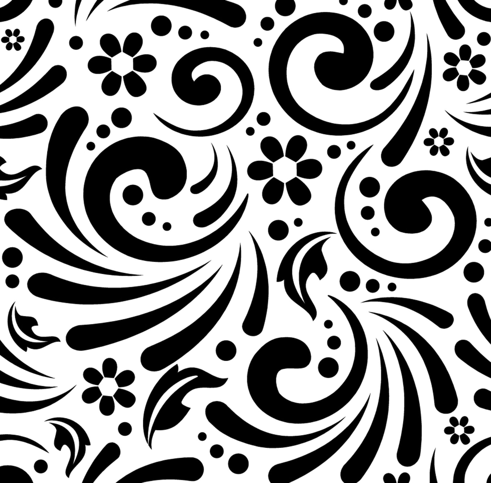 Silhouette of a Floral Pattern Seamless Clipart Pattern Clip Art ...
