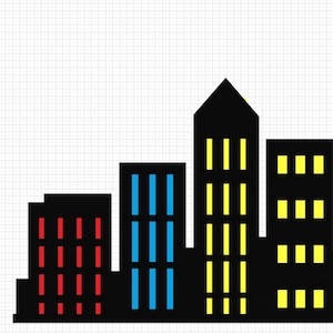 City Skyline Clipart, Superhero Buildings,block Clipart, Building 105 ...