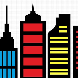 Superhero City Skyline SVG PNG, Buildings Silhouette (digital Download ...