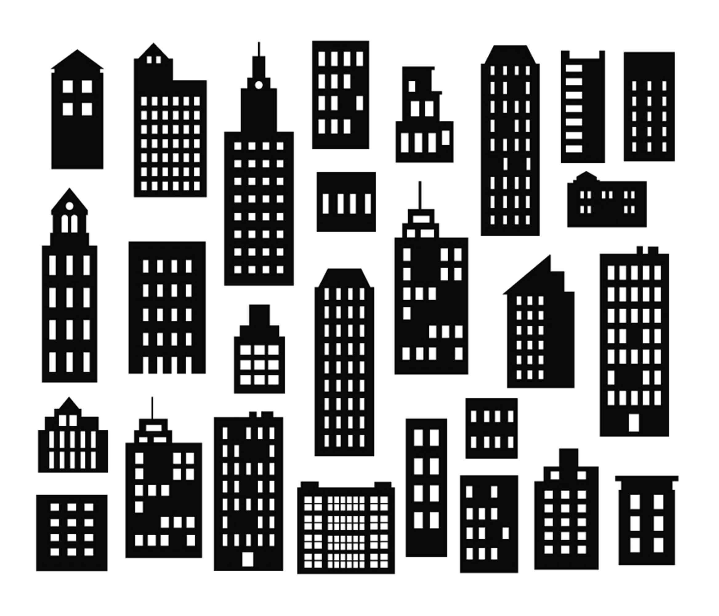 Silueta de la ciudad ciudad PNG silueta del edificio SVG de - Etsy México