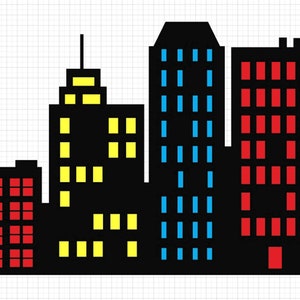 City Skyline Clipart, Superhero Buildings,block Clipart, Building ...