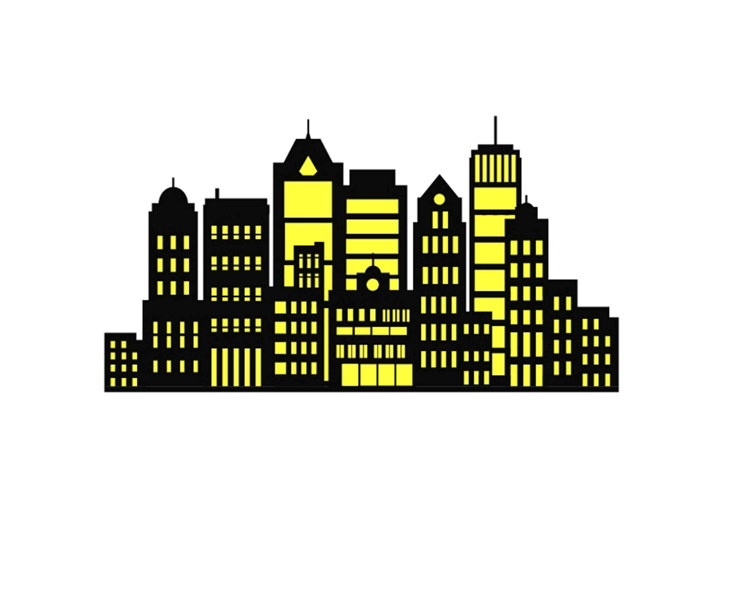 City Skyline Clipart, Superhero Buildings, and Building City Silhouette ...