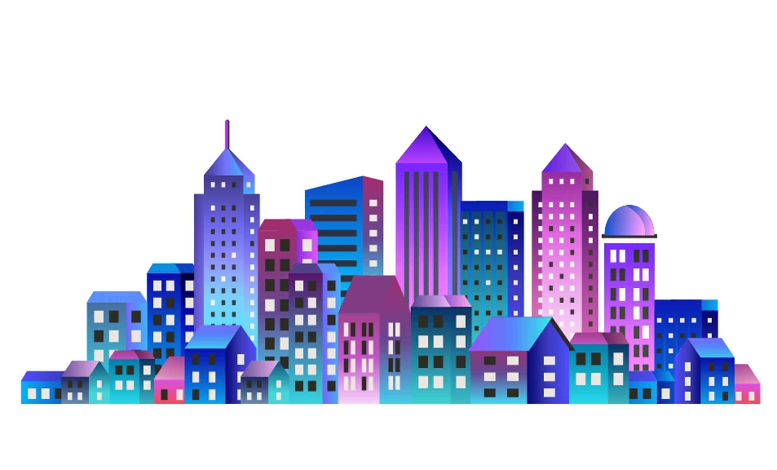 Cartoon Town Skyline