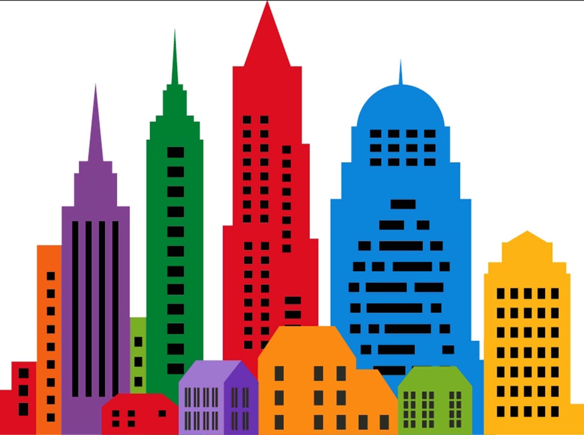 Superhero Cityscape Clipart: Skyline Buildings SVG PNG (digital ...