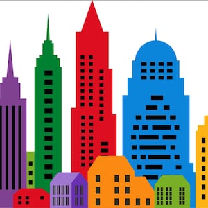 Superhero Buildings Block Clipart and Skyline City Buildings PNG City ...