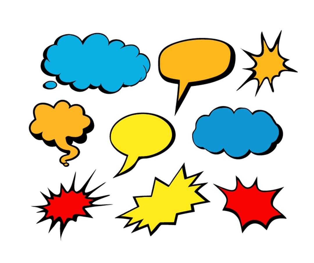 Comic Speech Bubbles Superhero SVG Clipart Superheroes Pop Art, Speech ...