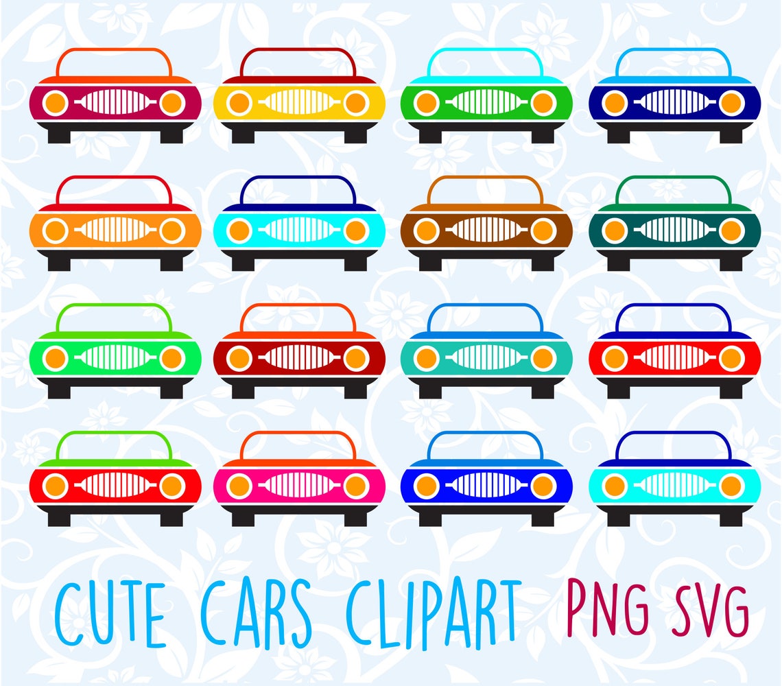 Cars Clipart Colorful Cars Digital PNG Colorful Cars - Etsy