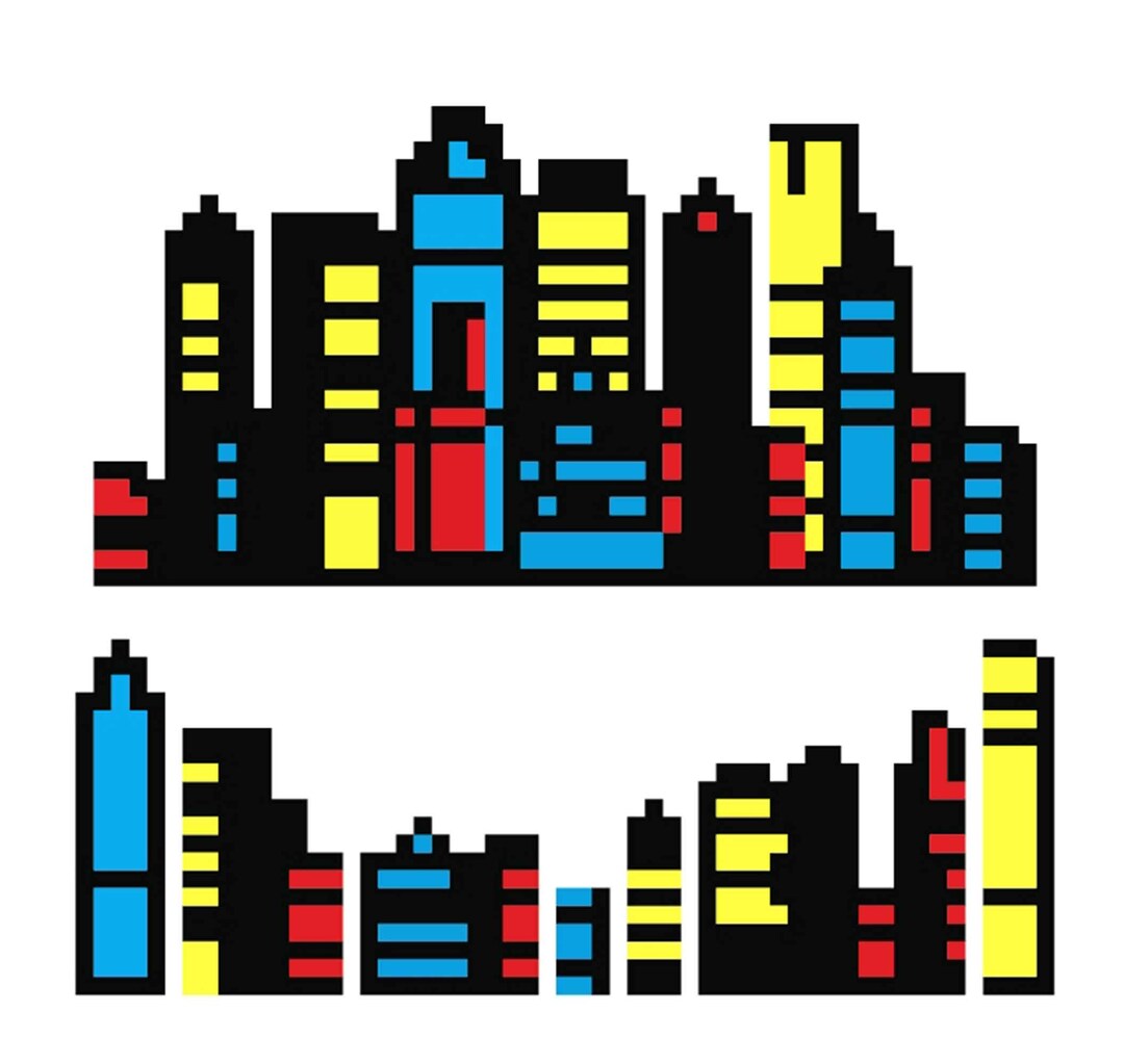 Superhero Cityscape Clipart: Skyline Buildings SVG, PNG, DXF (digital ...