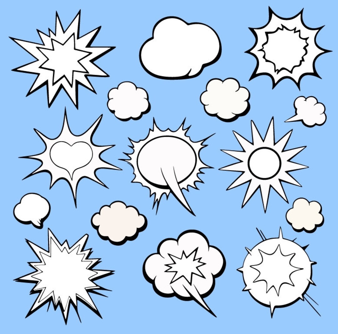 Superhero Comic Word Bubble Clipart: SVG PNG PDF (digital Download) - Etsy