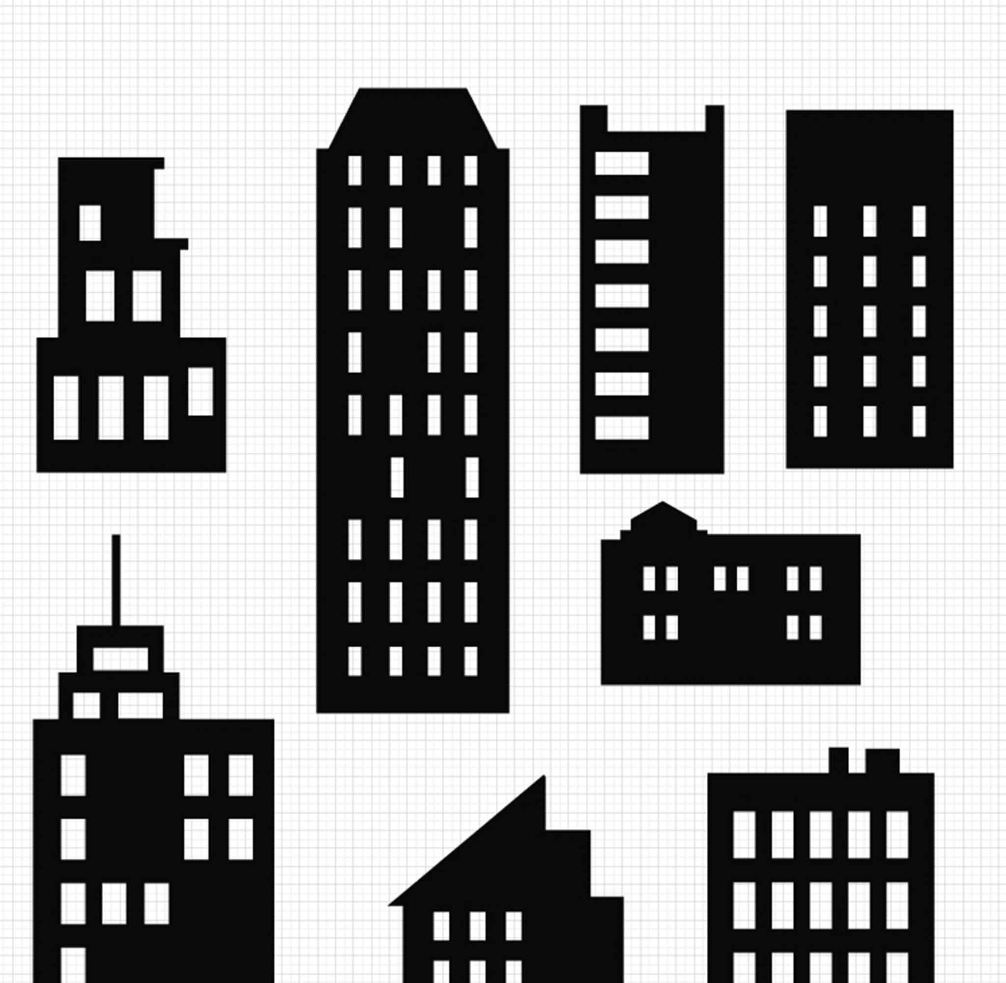 Silueta de la ciudad ciudad PNG silueta del edificio SVG de - Etsy México