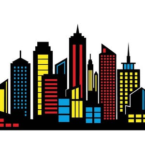 City Skyline Clipart, Superhero Buildings, and Building City Silhouette ...