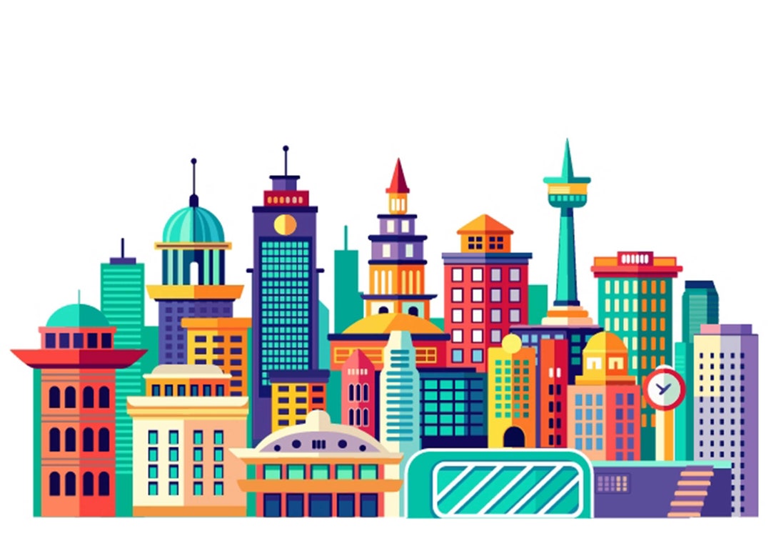 City Skyline Clipart, Superhero Buildings,block Clipart, Building ...