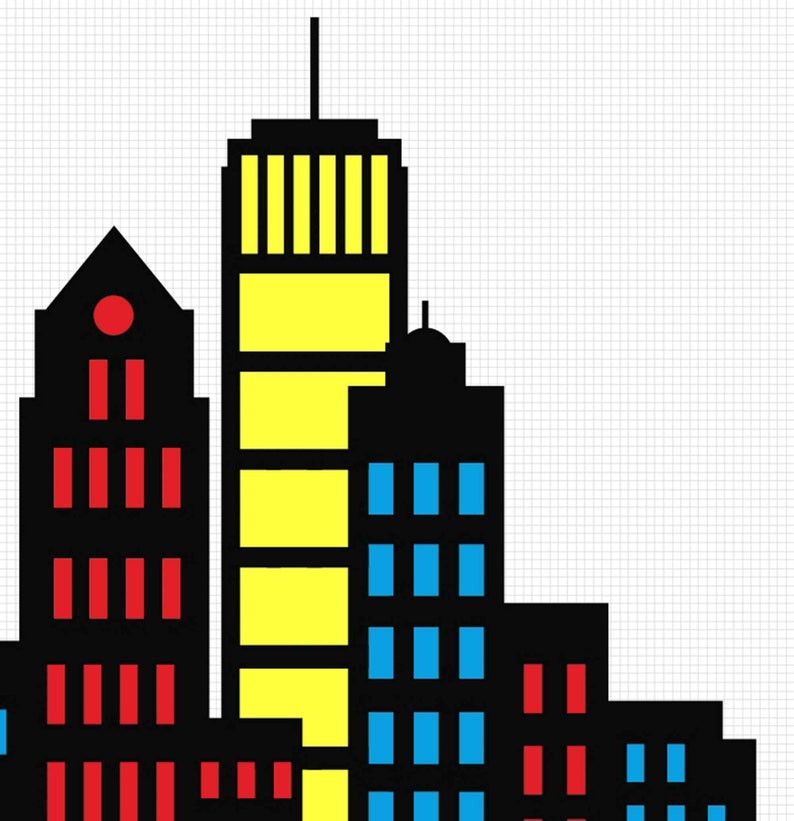 City Skyline Clipart Superhero Buildings and Building City - Etsy